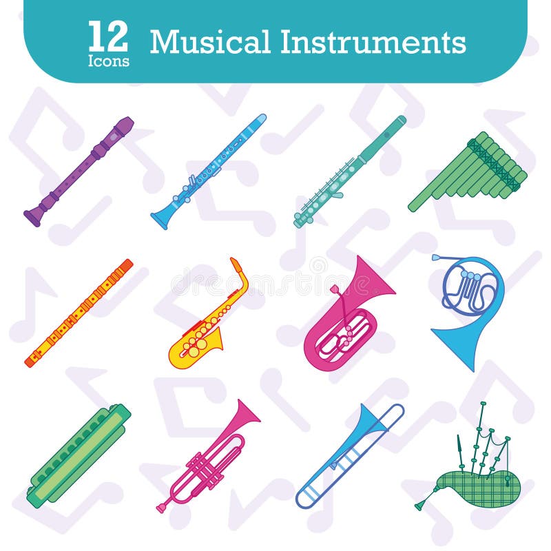 Set of Colored Musical Instruments Icons Vector Stock Vector ...