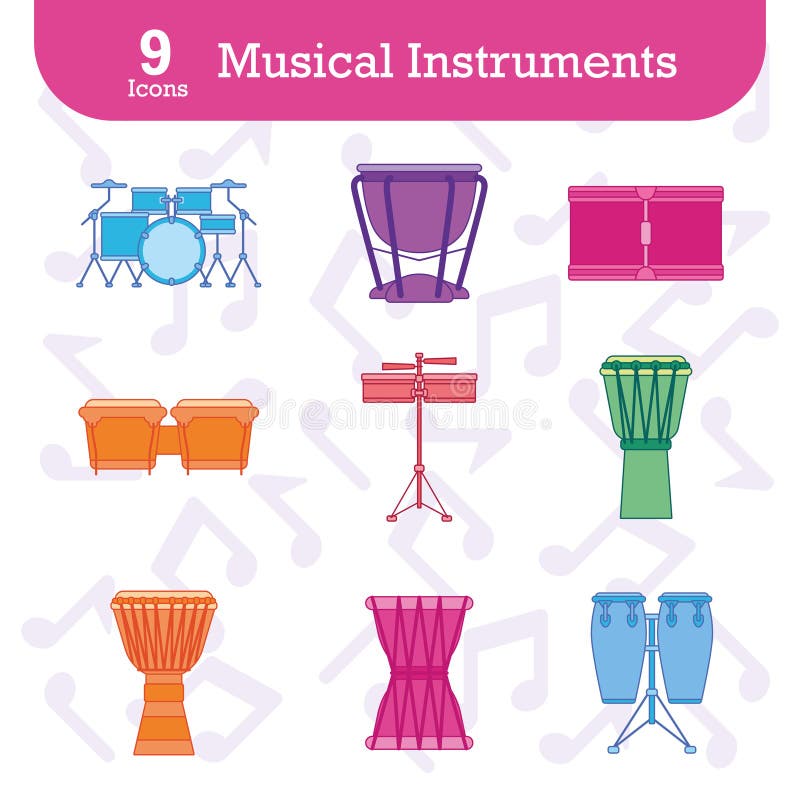Set of Colored Musical Instruments Icons Vector Stock Vector ...