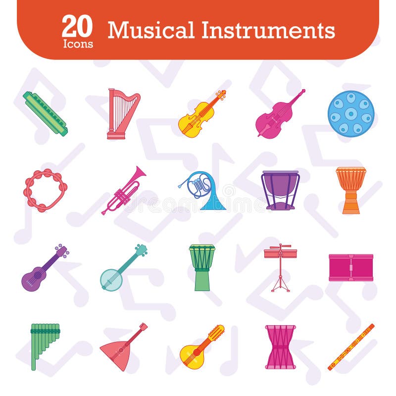 Set of Colored Musical Instruments Icons Vector Stock Vector ...