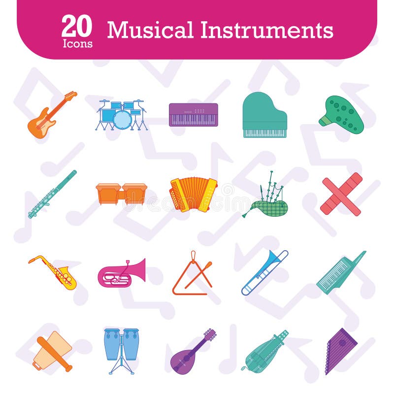 Set of Colored Musical Instruments Icons Vector Stock Vector ...
