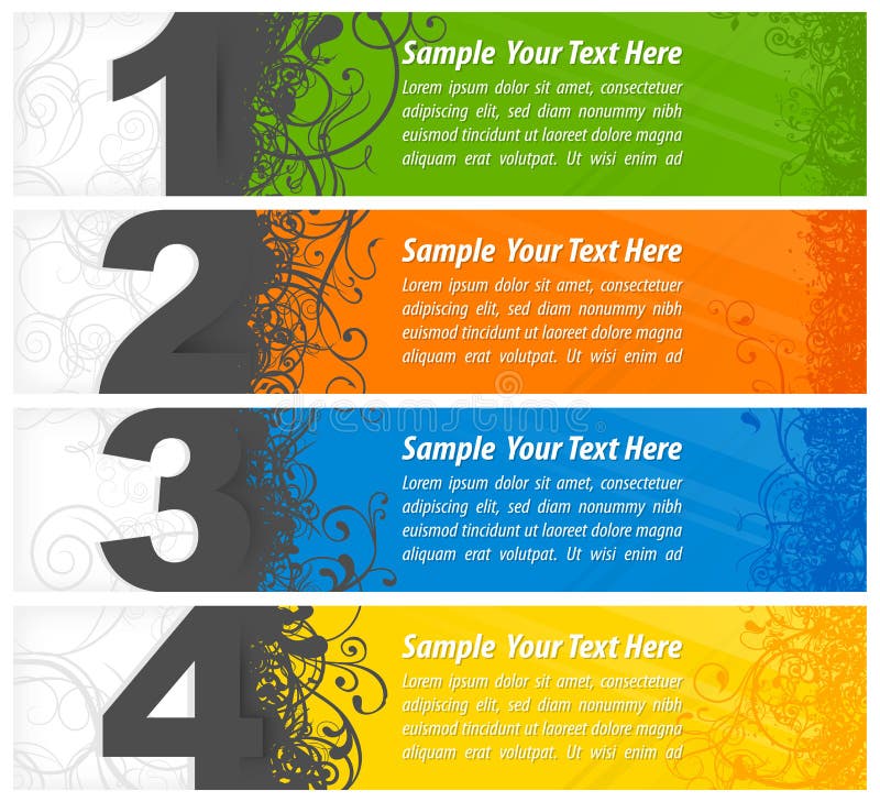 Set of Colored Number Banners Stock Vector - Illustration of yellow ...