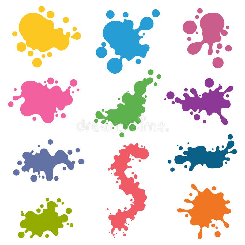 Set of Colored Paint Splash Icons Isolated on White Background. Stock ...