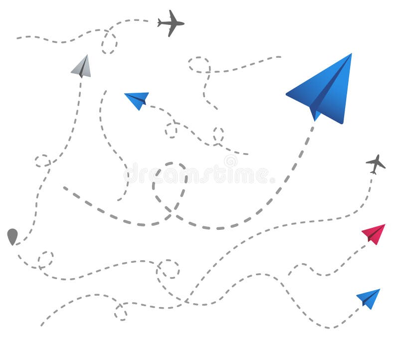 Airplane Plane Dotted Trail Stock Illustrations – 402 Airplane Plane ...