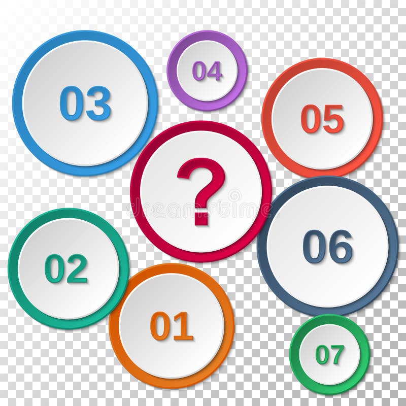 Set of Colored Paper Templates with Numbers and a Question Mark Stock ...
