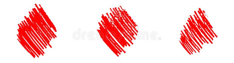 Set of 3 Colored Pencil Drawing with Red Color Stock Illustration ...