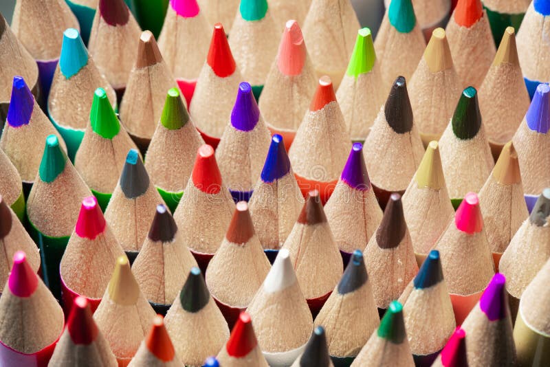 Colored Sharpener Pencils. Macro Shot of Many Color Pencils. Stock ...