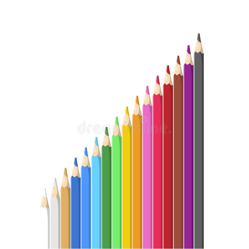 Set of Colored Pencils Flat Illustration. Clean Icon Design Element on ...