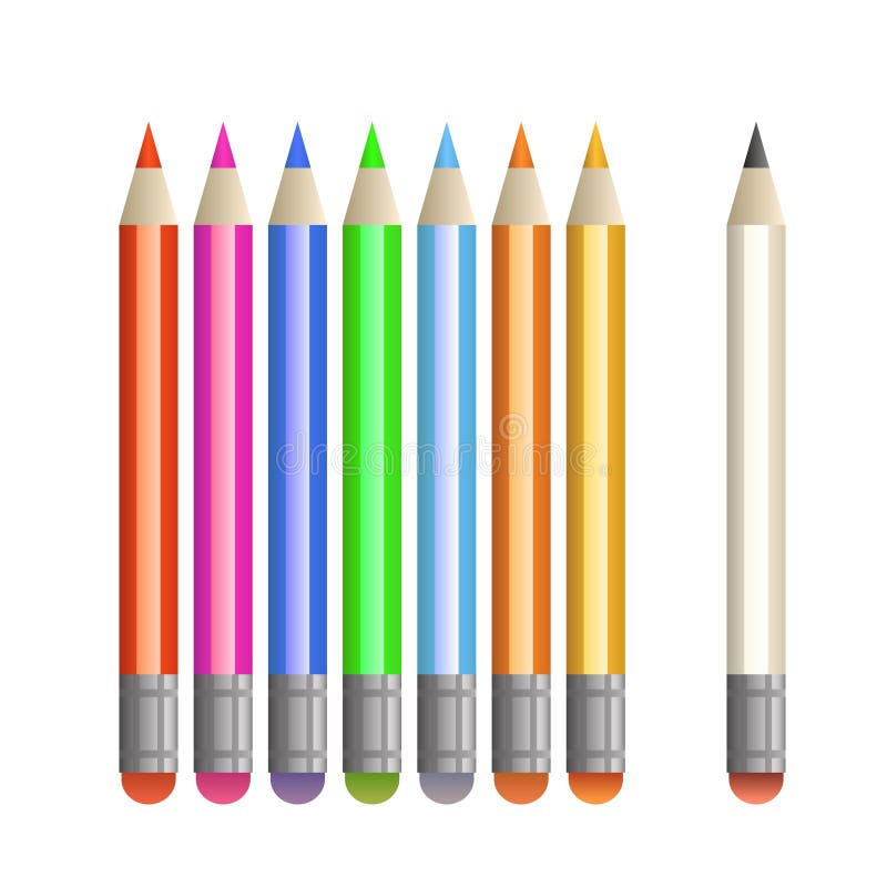 Set of Colored Pencils Icon Design Vector Illustration Stock Vector ...