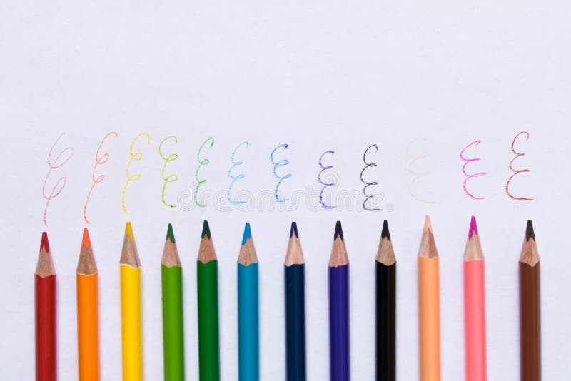 Set of Colored Pencils on a Sheet of Paper . Stock Image - Image of ...