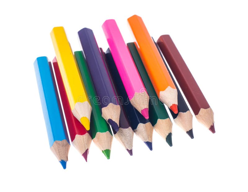 Set of Colored Pencils on White Background for Professional or S Stock ...