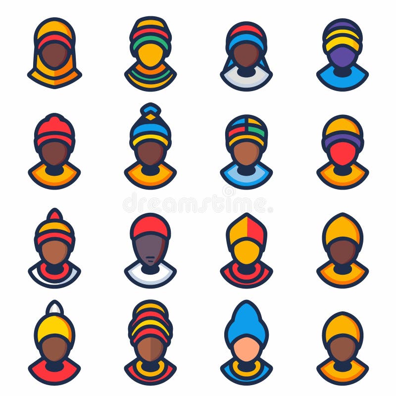 Set of Colored People Avatars in Flat Style. Vector Illustratio Stock ...