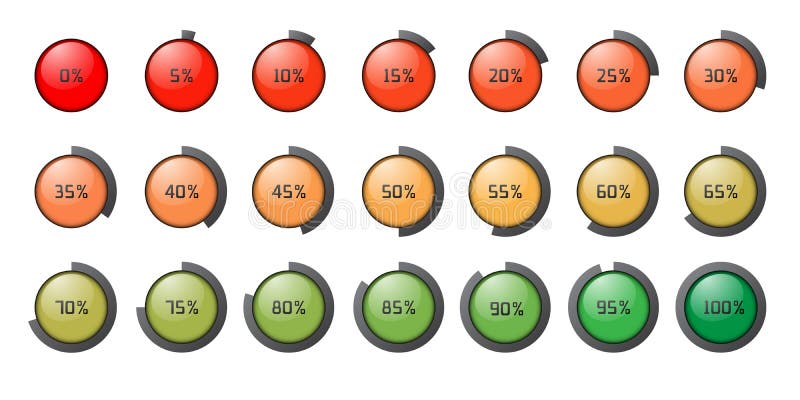 Set of the Colored Percent Circles Icons. Stock Vector - Illustration ...