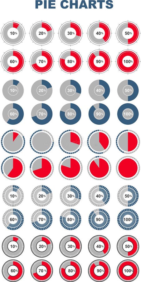 Set of Colored Pie Charts. Infographic Elements Stock Vector ...