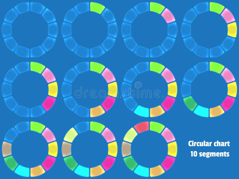 Set of Colored Pie Charts with Rounded Forms. Templates Sectoral ...