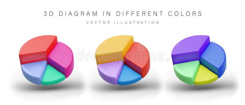 Set of Colored Pie Charts. Vector Illustration on White Background ...