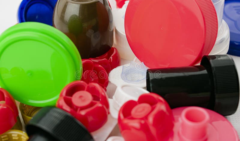 Set of Colored Plastic Caps To Recycle and Care for the Environment ...