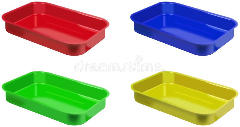 Set of Colored Plastic Trays Stock Illustration - Illustration of shiny ...