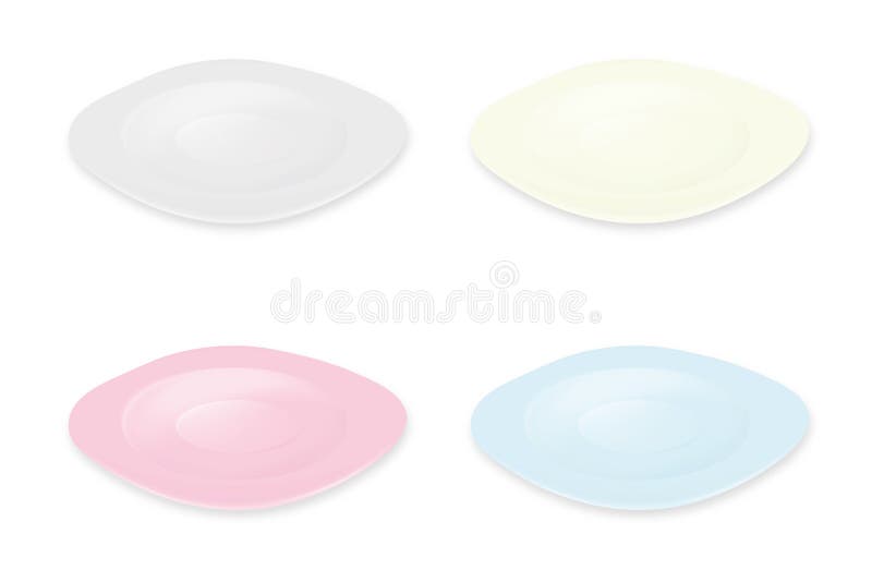 Set of Colored Plates Isolated on White. Plates are Rectangular, Square ...