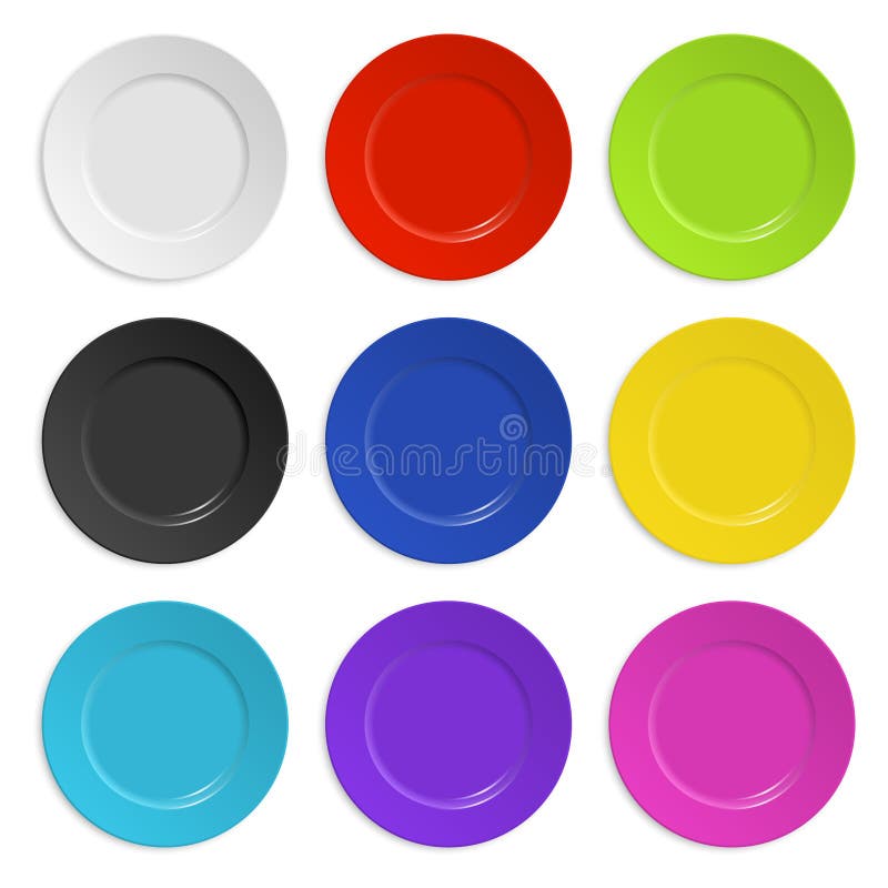 Set of Colored Plates Isolated on White Stock Vector - Illustration of ...