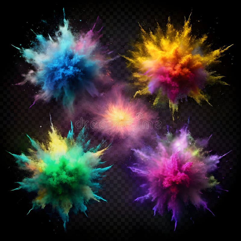 Set of Colored Powder Explosion Paint Holi Color Stock Illustration ...