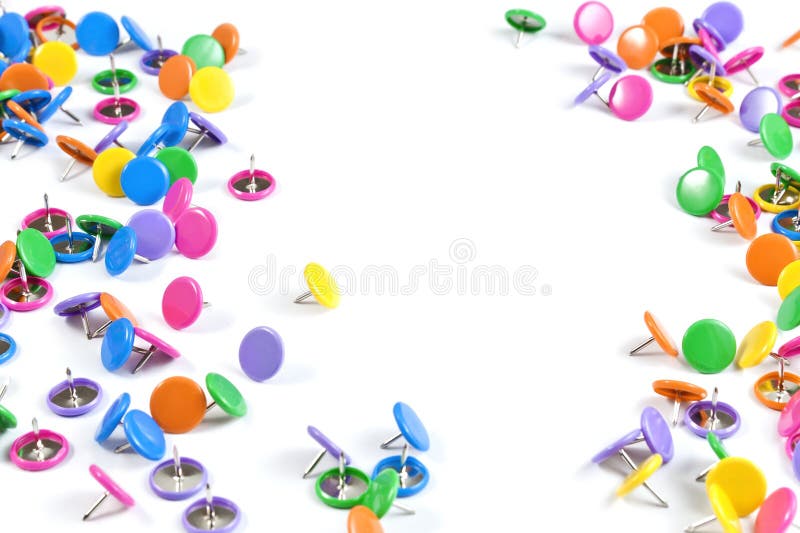 Set of Colored Push Stationery Pins. Stock Image - Image of text, light ...