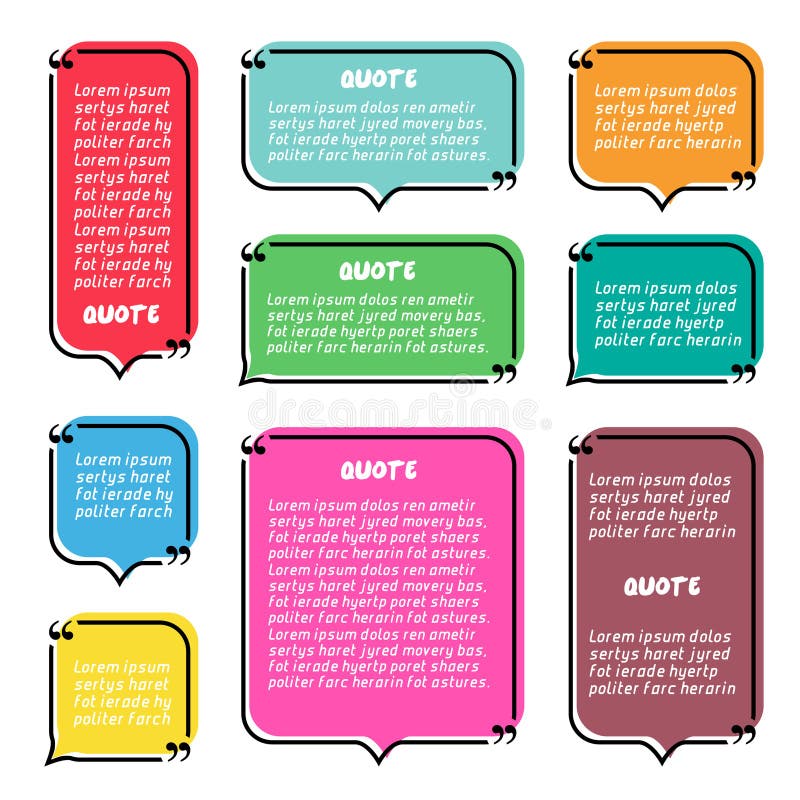 Set of Colored Quote Box Speech Bubble Template. Frame for Text Stock ...