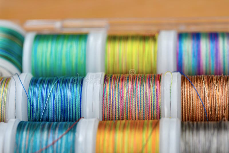 A Set of Colored Rainbow Threads for Sewing and Embroidery Stock Photo ...