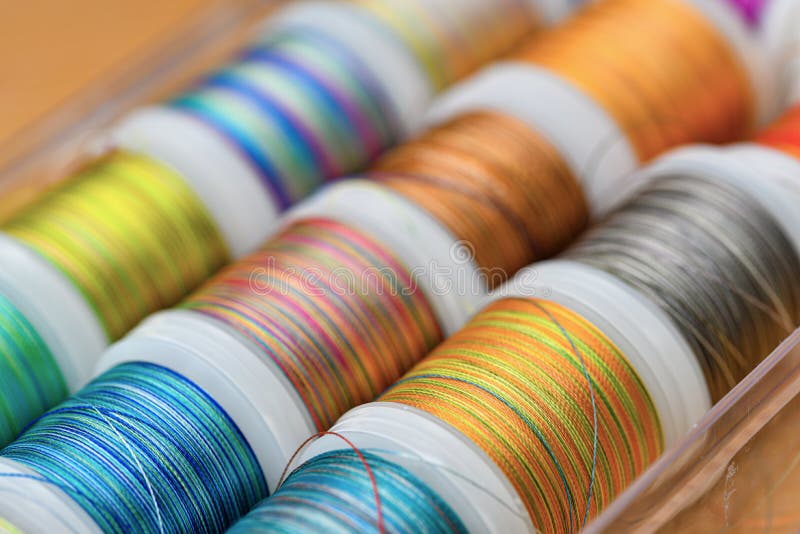 A Set of Colored Rainbow Threads for Sewing and Embroidery Stock Photo ...