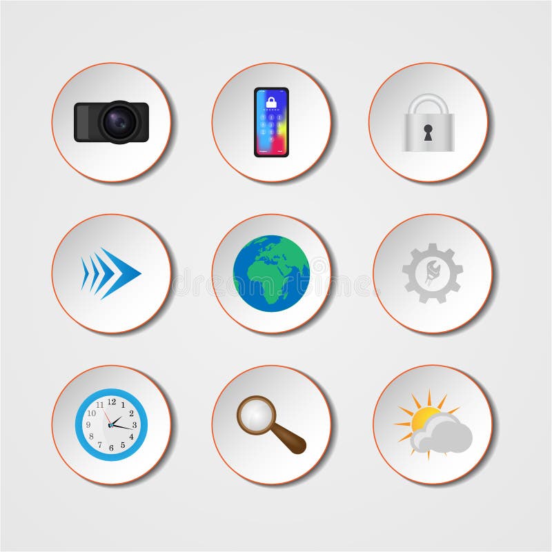 Set of Colored Realistic Icons. Editorial Image - Illustration of ...