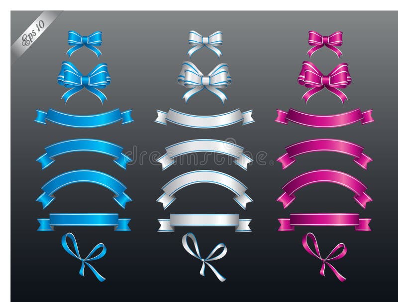 Set of Colored Ribbon and Bow or Banners for Your Text Stock Vector ...