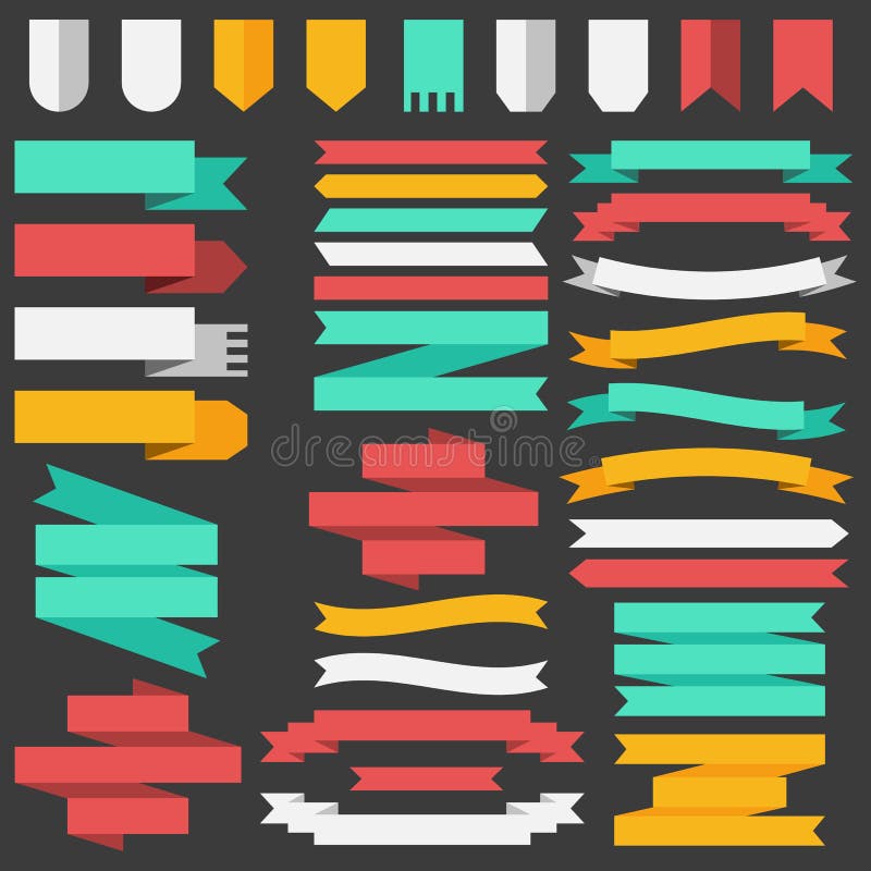 Set of Colored Ribbons and Elements for Illustration Concept. Template ...