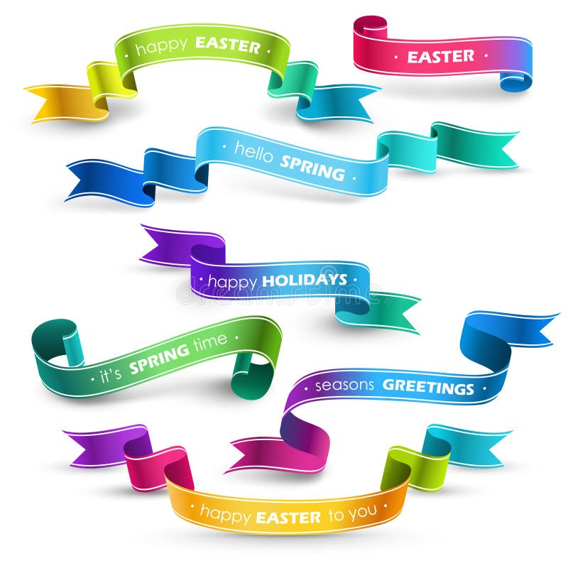 Set of Colored Ribbons. Vector Stock Vector - Illustration of sign ...