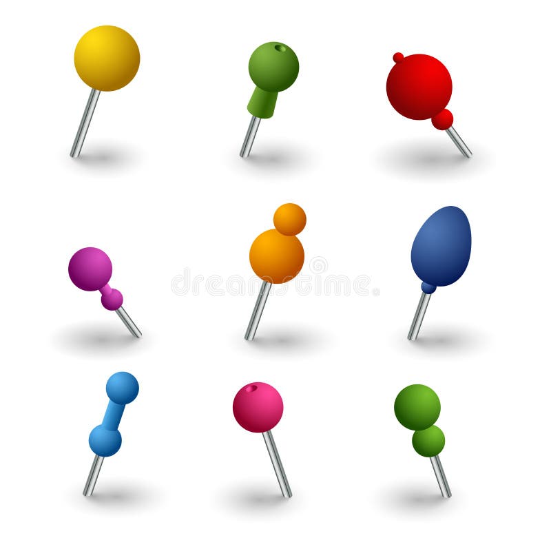 Set Colored Round Pins Web Elements Stock Vector - Illustration of ...