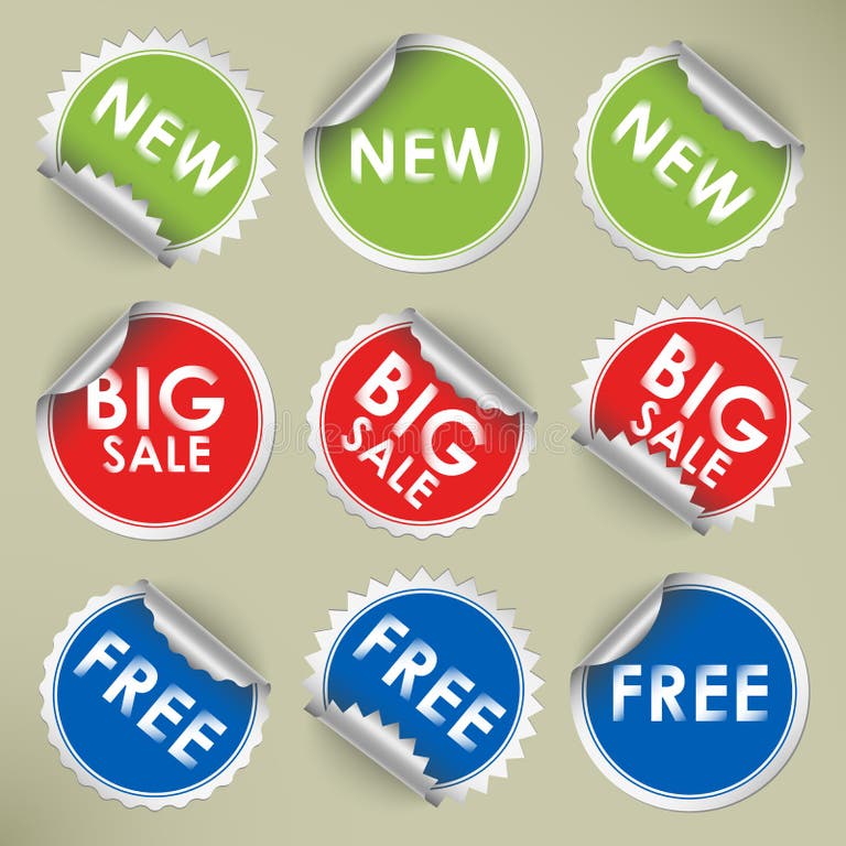 Set of Colored Round Stickers Stock Vector - Illustration of action ...