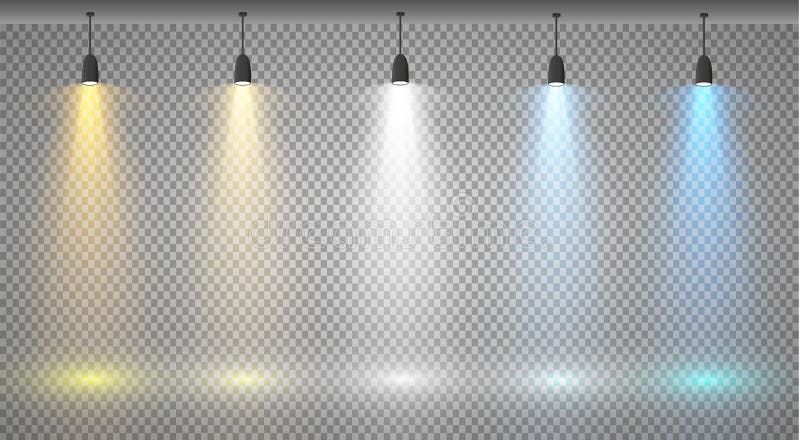 Set of Colored Searchlights on a Transparent Background. Bright ...