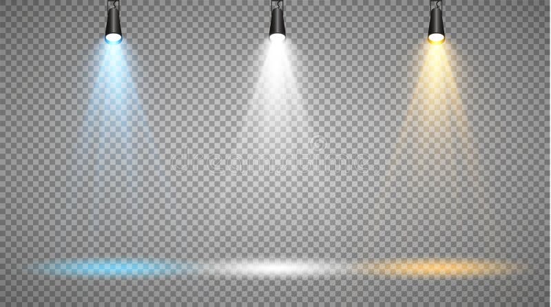 Set of Colored Searchlights on a Transparent Background. Bright ...