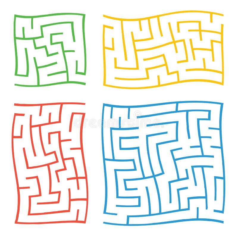 A Set of Colored Labyrinths for Children. a Square, a Circle, a Hexagon ...