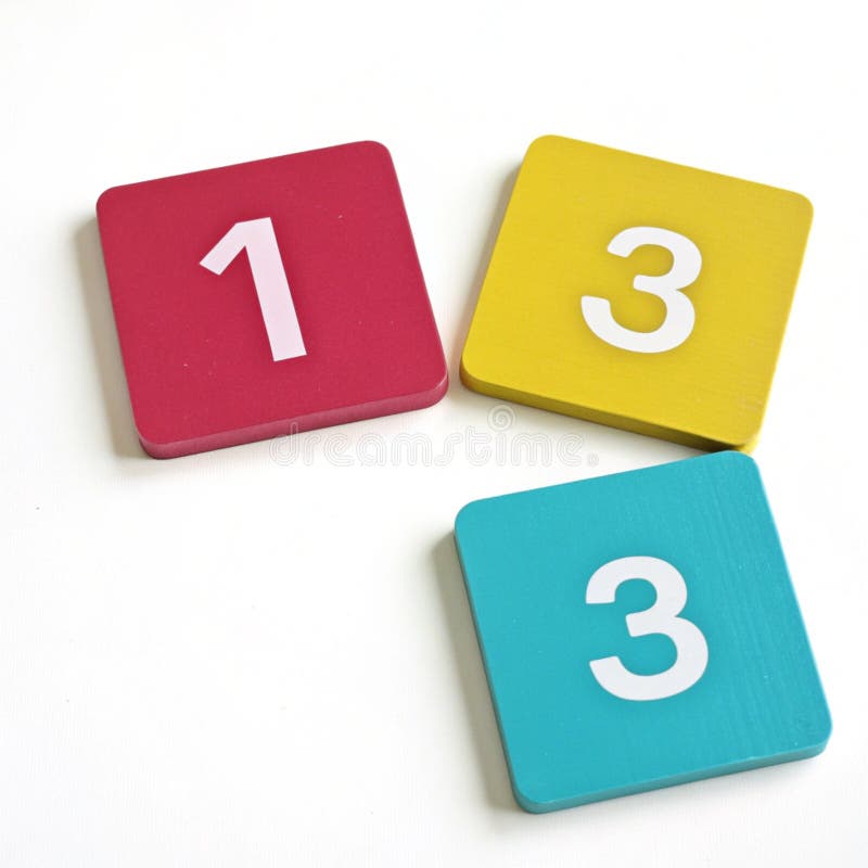Colored Squares with Numbers 1, 3, and 3 Isolated on White Background ...