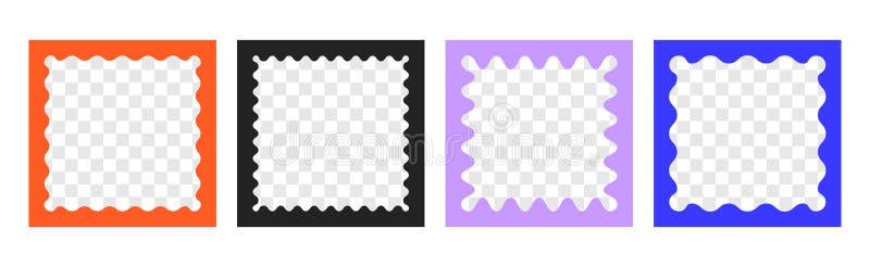 Set of Colored Squiggle Photo Frames, Groovy Wiggly Borders with Wavy ...