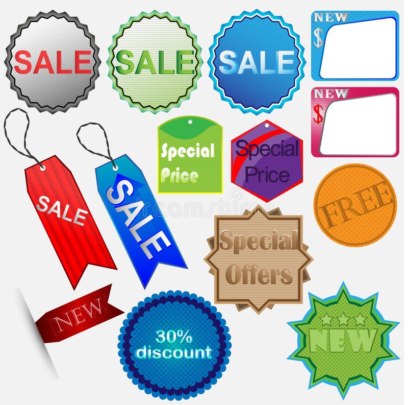 Set of Colored Stickers Sale Stock Illustration - Illustration of ...