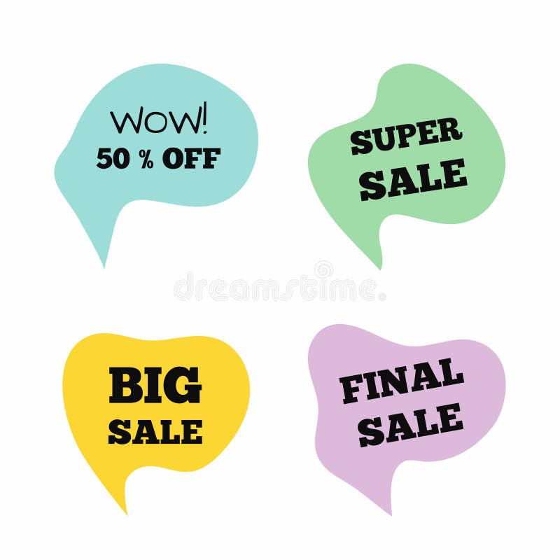 Set of Colored Stickers for Sale. Stock Vector - Illustration of ...