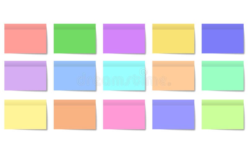 Set of Colored Stickers with a Shadow for Notes. Vector Office Stickers ...