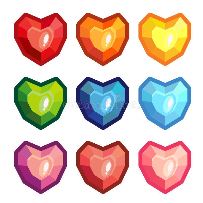 Set of Colored Stones in the Form of a Heart Stock Vector ...