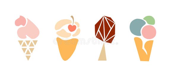 Set of Colored Stylized Ice Cream Stock Vector - Illustration of simple ...