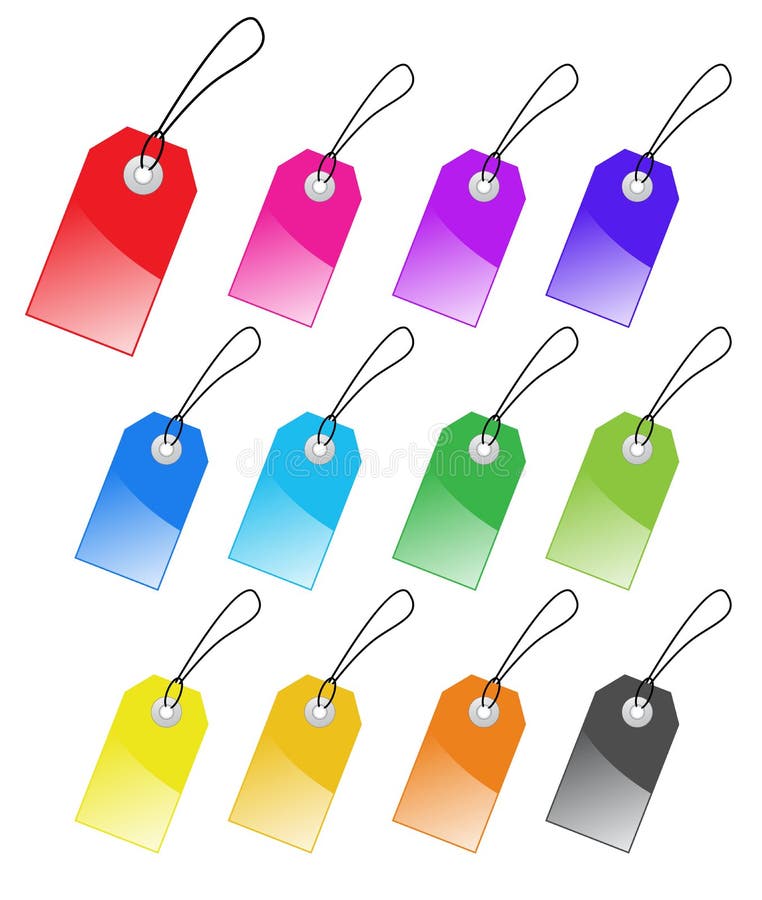 Set of colored tags. stock vector. Illustration of objects - 8897607