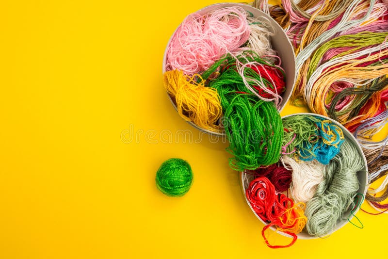 A Set of Colored Threads for Knitting Stock Photo - Image of abstract ...