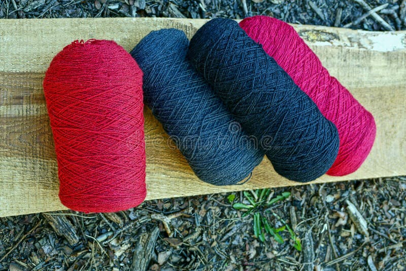 Set of Colored Threads on a Wooden Board Stock Image - Image of ...