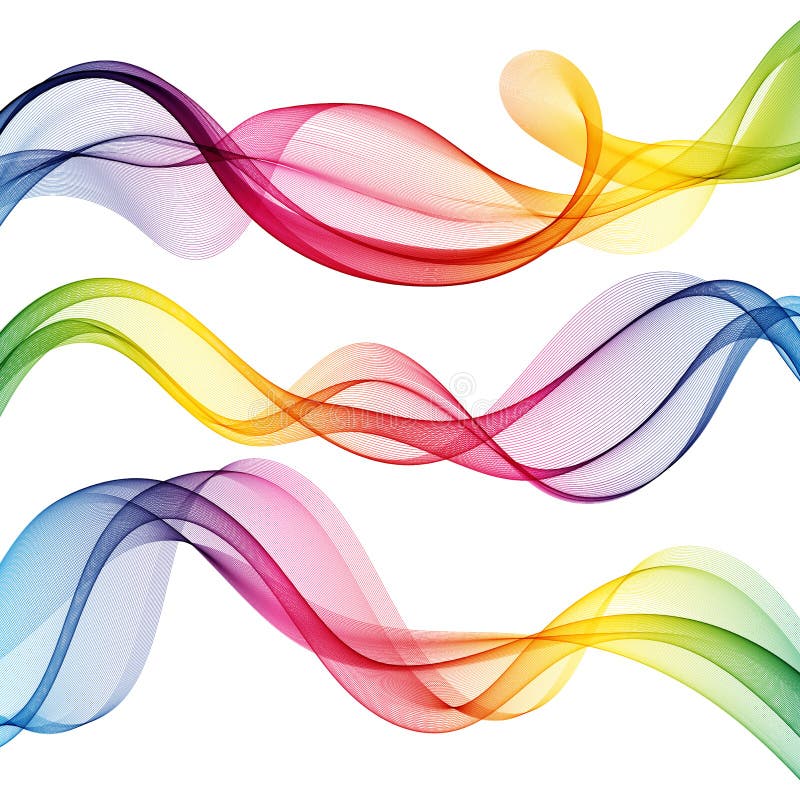 Set of Colored Transparent Waves. Rainbow Vector Wavy Waves. Design ...