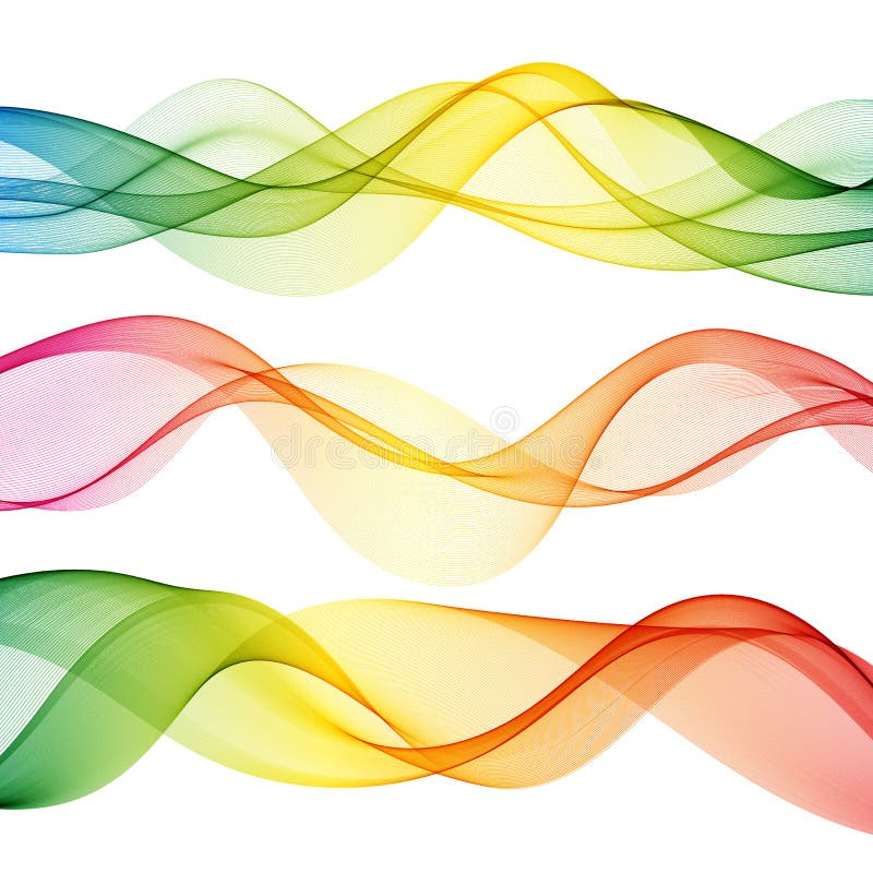 Set of Colored Transparent Waves. Rainbow Vector Wavy Waves Stock ...