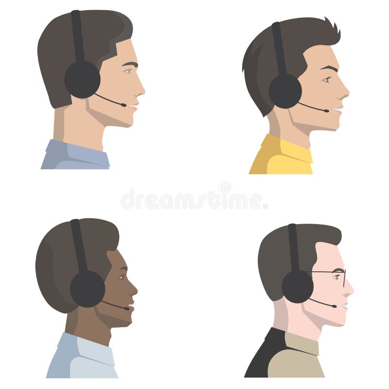 Set of Vector Illustrations with Side View of a Faces of a Handsome Men ...